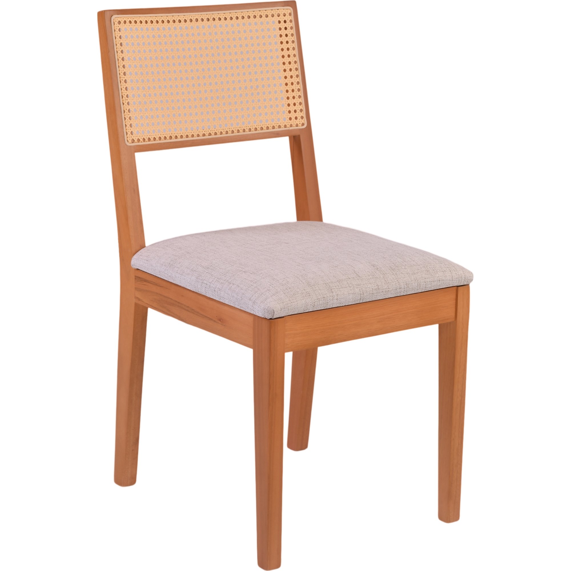 Cadeira Alice em Madeira Maciça Palha Sextavada Natural - Amêndoa