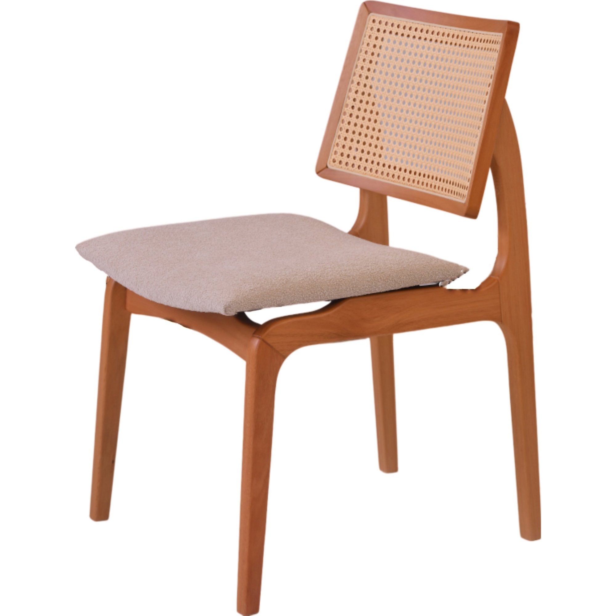 Cadeira Amsterdã em Madeira Maciça Tela Sextavada - Amêndoa