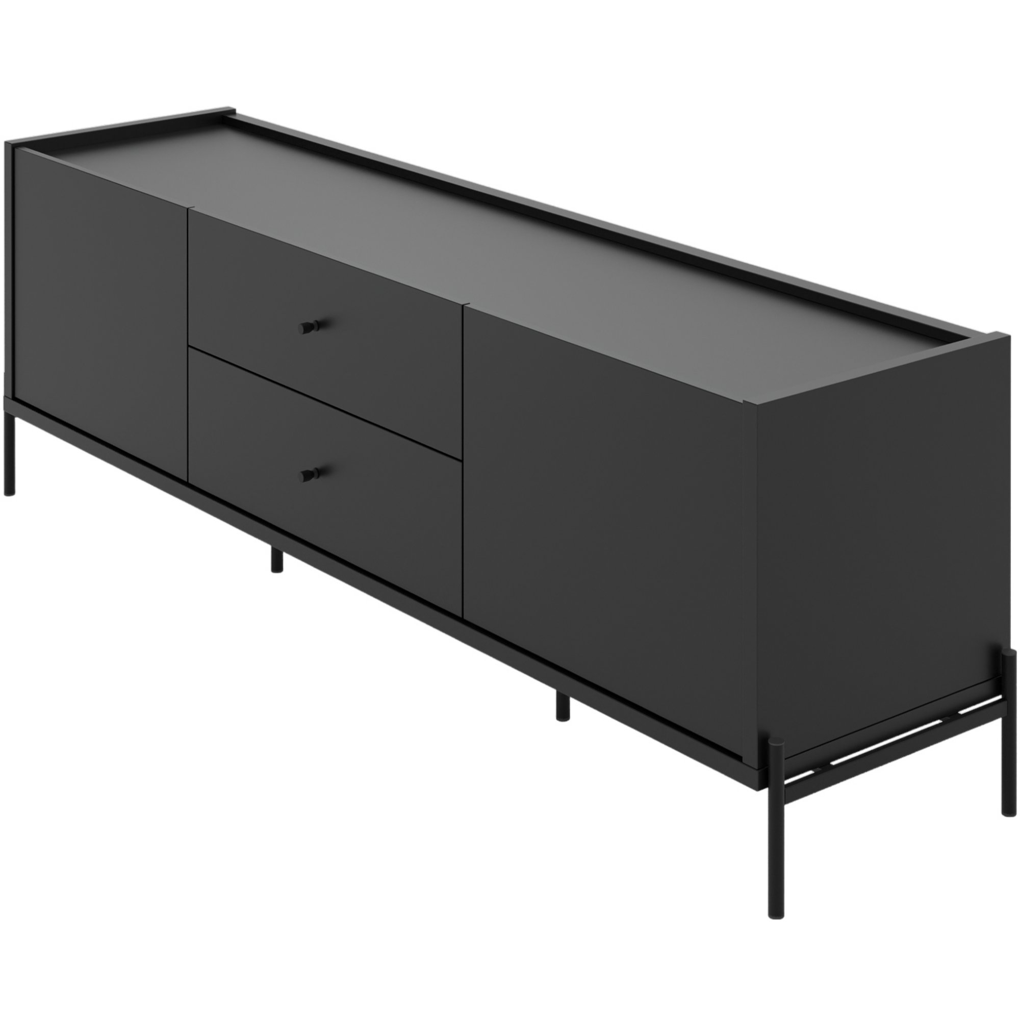Rack Jasper Com 2 Portas e 2 Gavetas - Preto Fosco
